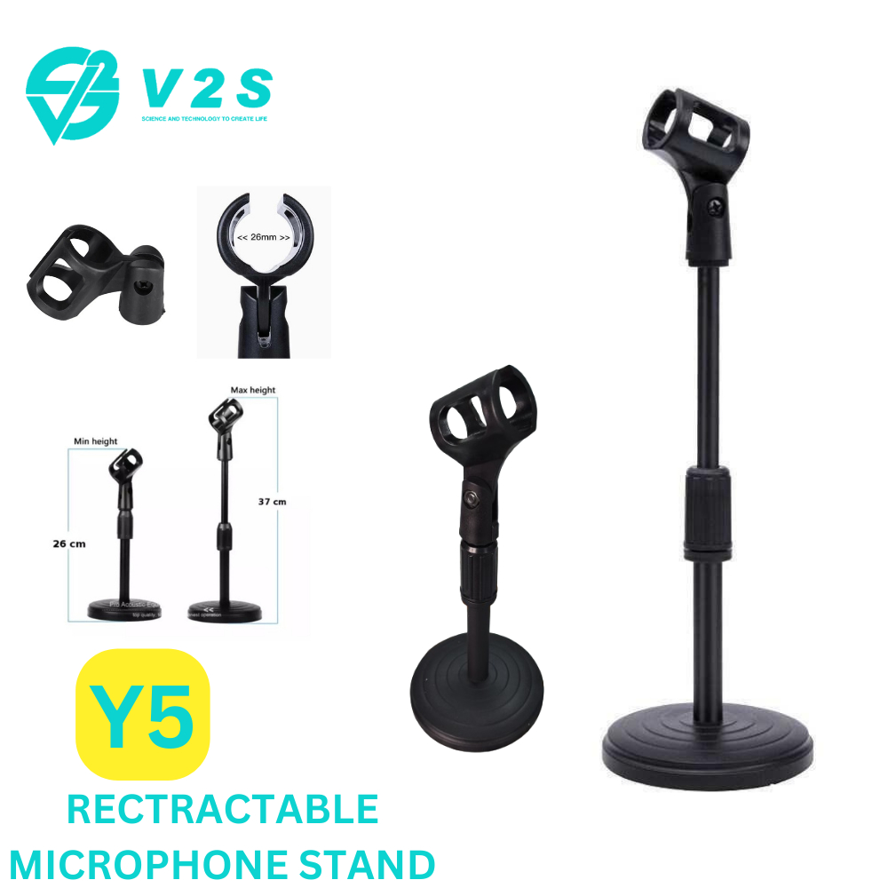 V2S Y5 Retractable 360 Microphone Adjustable Height Stand Desktop ...