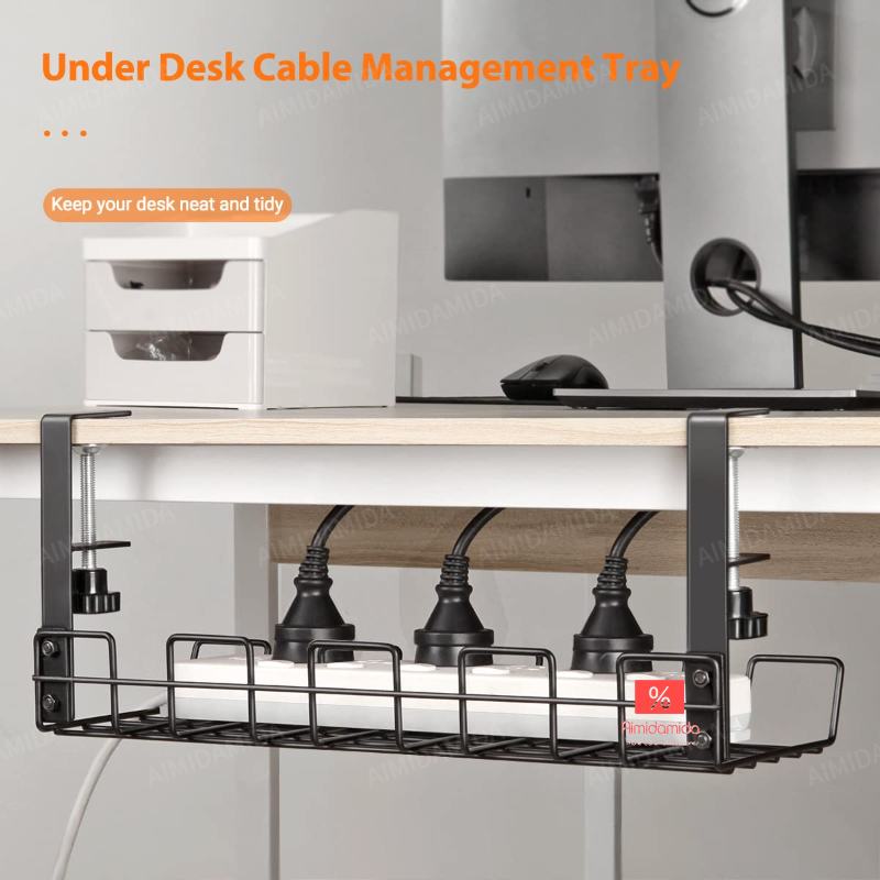 Under Desk Cable Management Tray Organizer Desk Table Rack No Drill ...