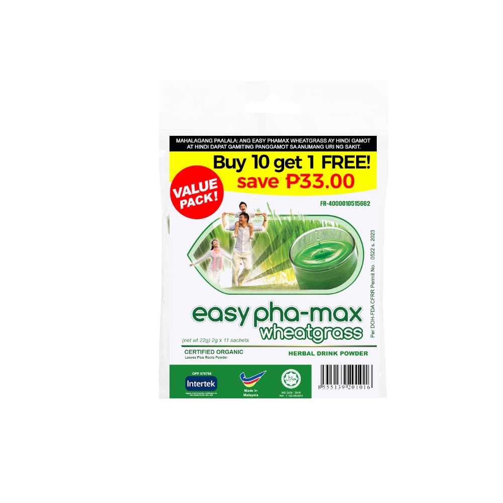 easy pha-max Wheatgrass PURE 10+1 sachet | Shopee Philippines