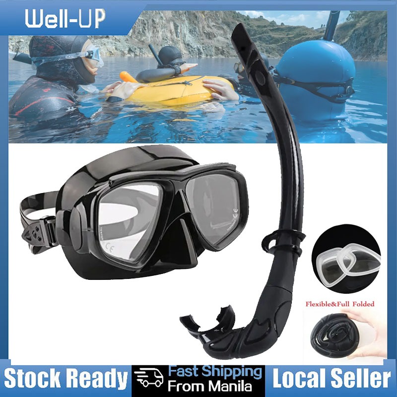 Tempered Glass Low Volume Freediving Mask Spearfishing Mask with J-type ...