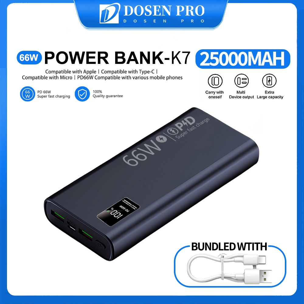 DOSEN Pro Original PowerBank Fast Charging PD66W 30000MAH output Fast Charge High Capacity ...