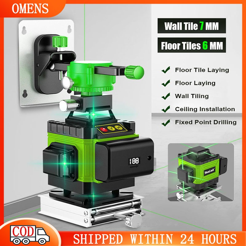 Laser Level Construction Supplies 360° Rotating 3D Green Cross Line ...