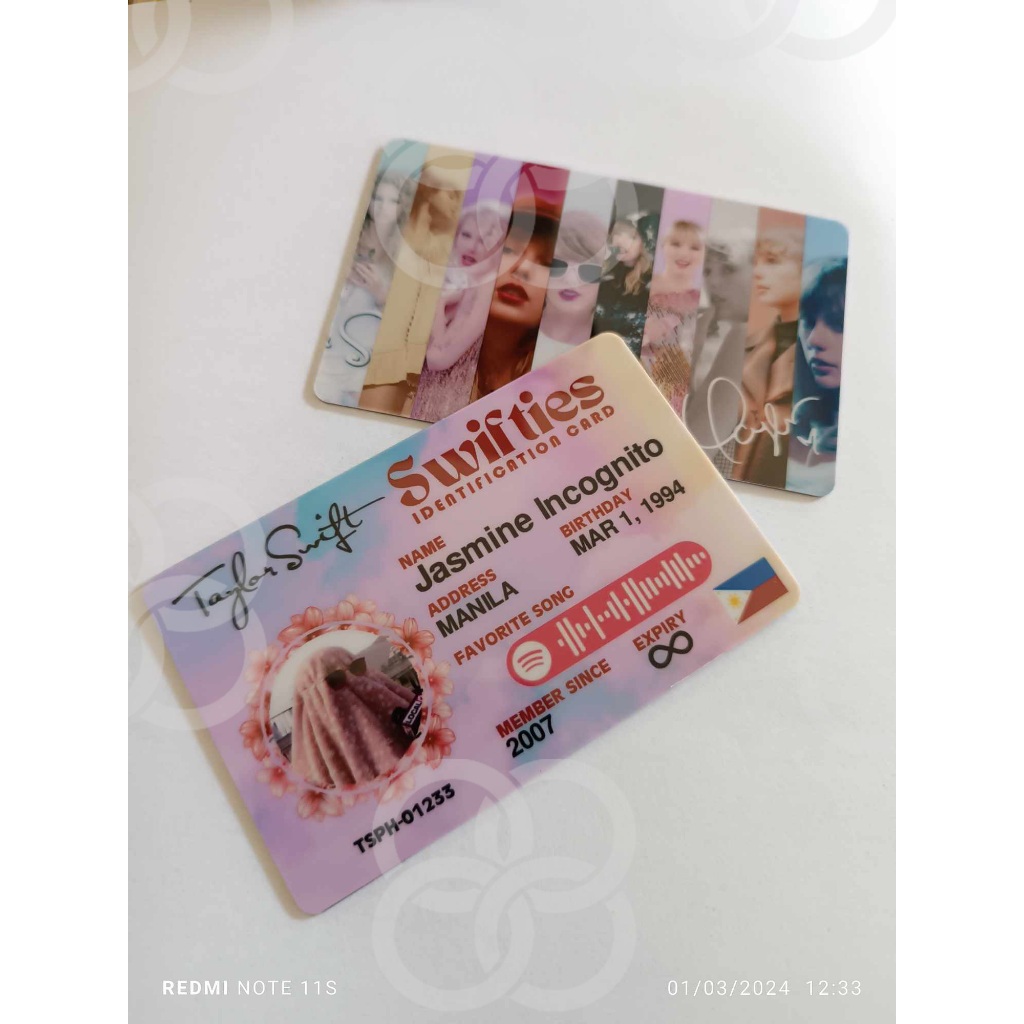 Taylor Swift Swifties ID Card Customizable | Shopee Philippines