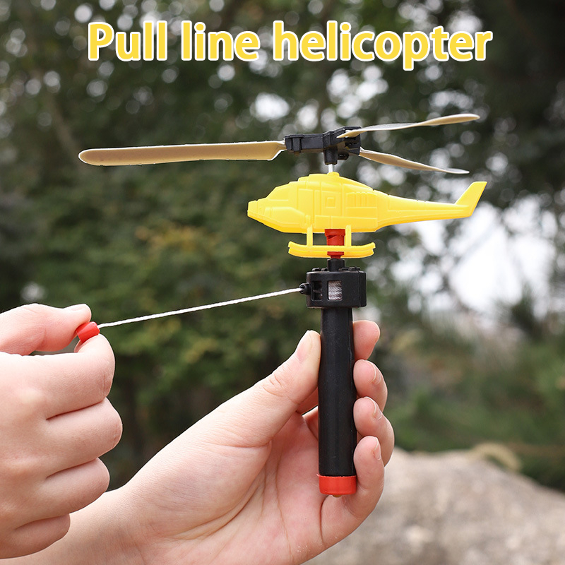 Pull Line Helicopter Pull Rope Helicopter Flying Toy Stringline Small ...