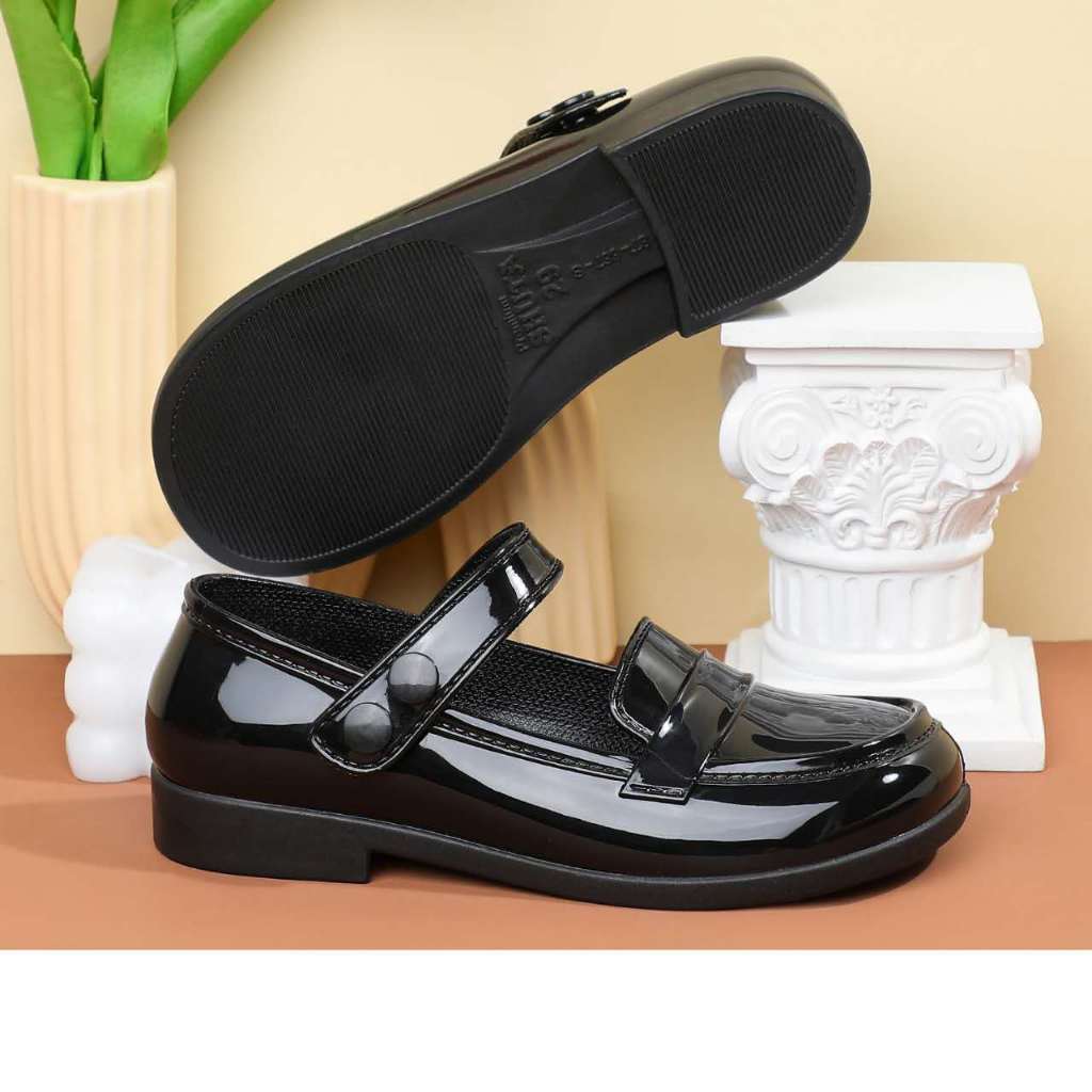Glossy Lolita Kids Girl Black Shoes School shoes children rubber ...