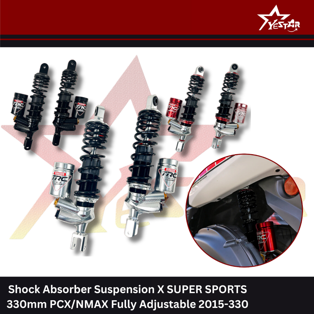 Yestar TRC Rear Shock Absorber Suspension X SUPER SPORTS 330mm PCX/NMAX ...