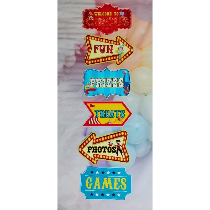 6pcs print CIRCUS themed party signs (kahit anong theme pwede) | Shopee ...