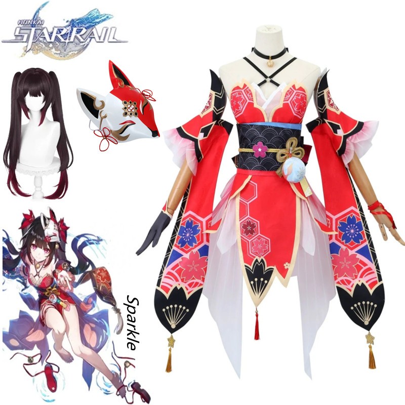 Game Honkai Star Rail Sparkle Cosplay Costume Wig Mask Full Set Outfit ...