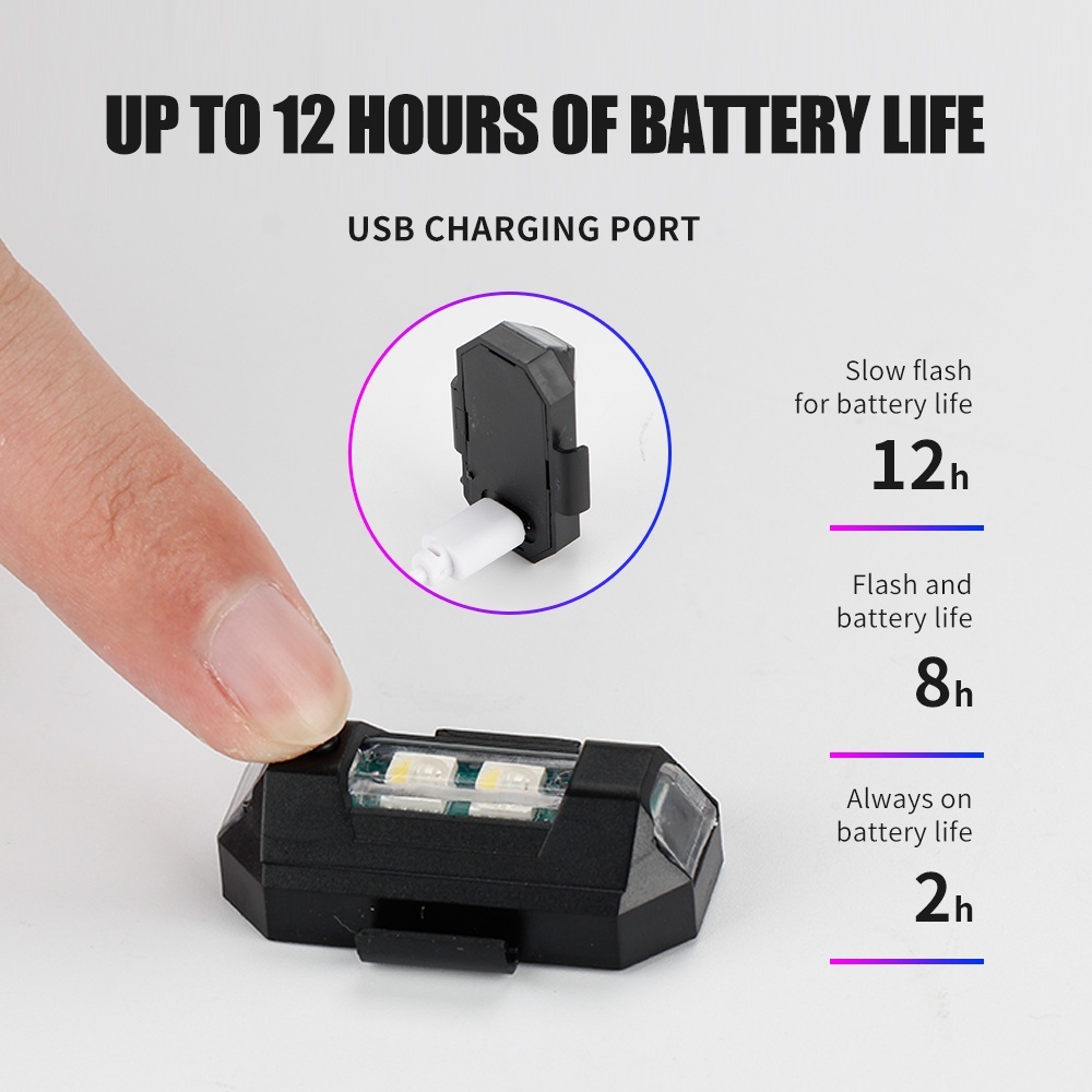 LED flash motorcycle warning light 7 color usb charging rechargeable ...