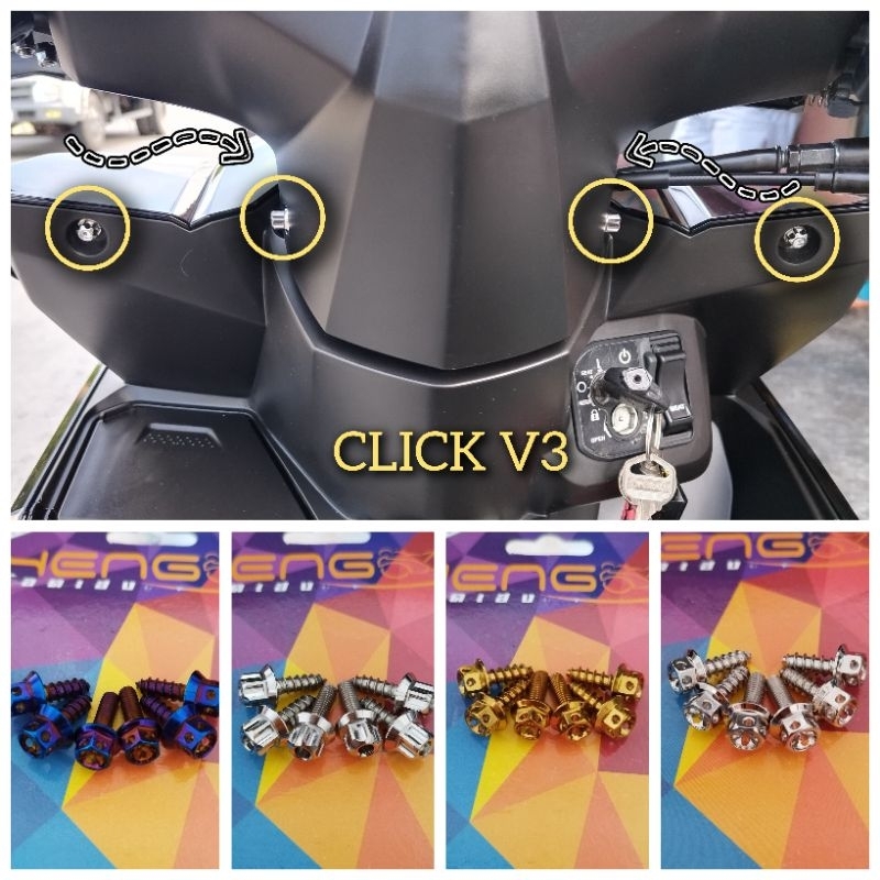 HONDA CLICK V3 BODY BOLTS UPPER CASE SET | Shopee Philippines