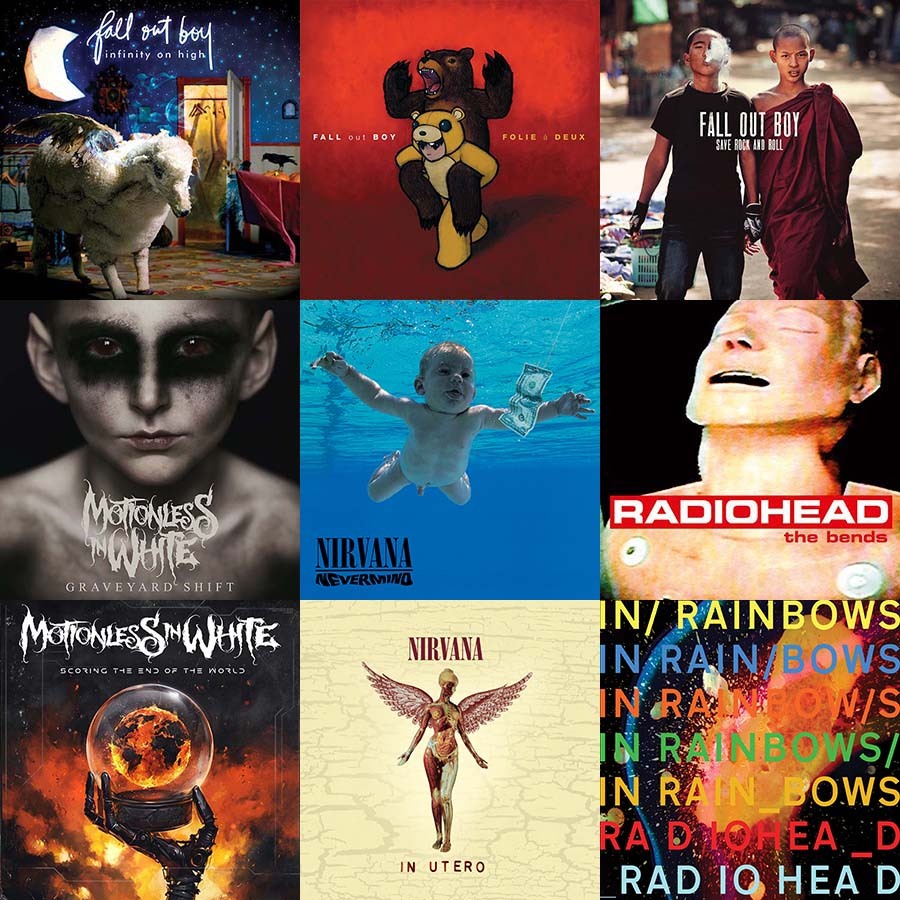 Fall Out Boy/Radiohead/Nirvana/Motionless In White Album Covers [Vinyl ...