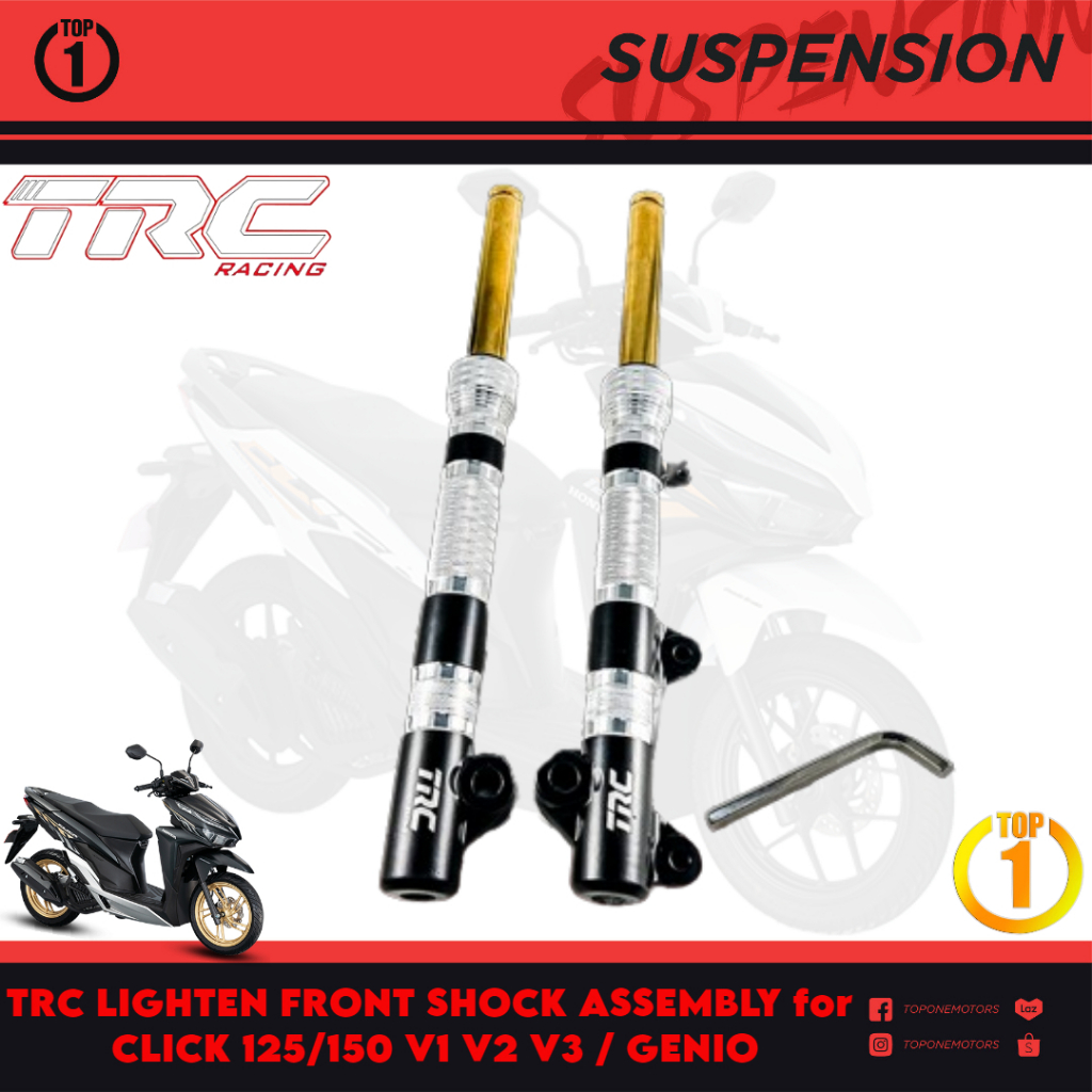 TOP1 PH Lighten Front Shock Assembly TRC CNC for Honda Click 125/150 v1 v2 v3/Honda Genio ...