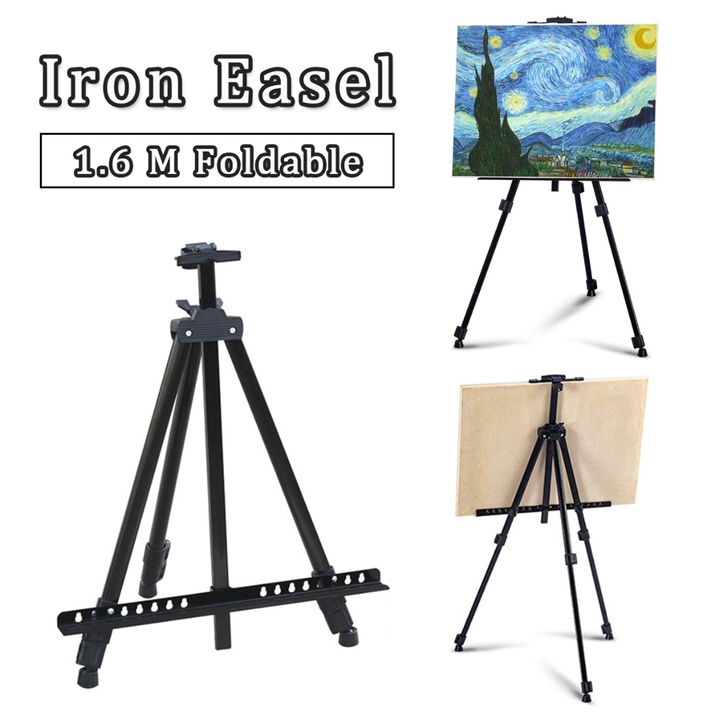 Adjustable Easels 1.6M Art Iron Easels Foldable Painting Triangle Stand ...