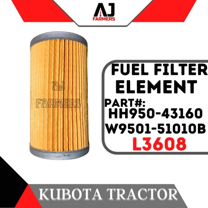 Fuel Filter Element [PAPER] L3608 L02 L1 Kubota Tractor Part #: HH950 ...