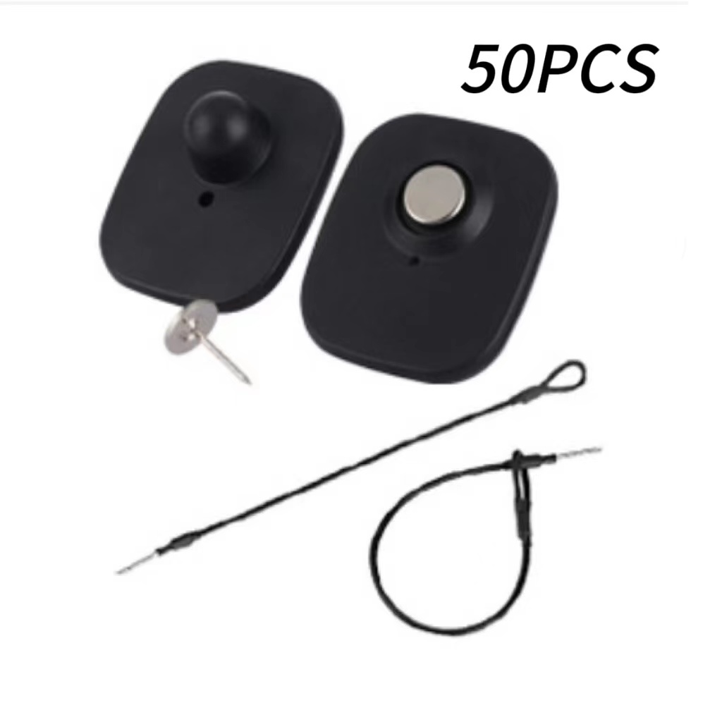 50PCS/SET Black Square Buckle Anti-theft Tag/Supermarket Security Hard ...