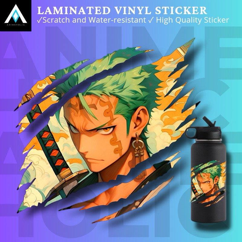 ZORO ONE PIECE SCRATCH STICKER LAMINATED VINYL ~ ANIMEHOLIC | Shopee ...
