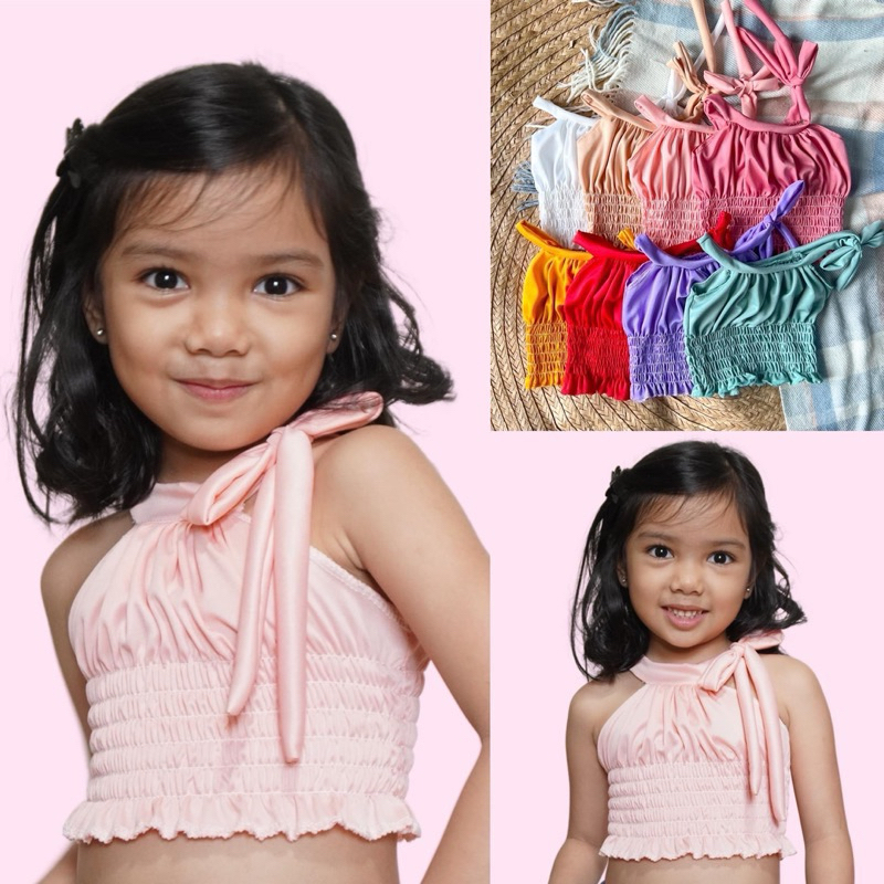 Kids Halter Sleeves Smocked-Waist Top / Fits 1-3 years old / Quiana ...