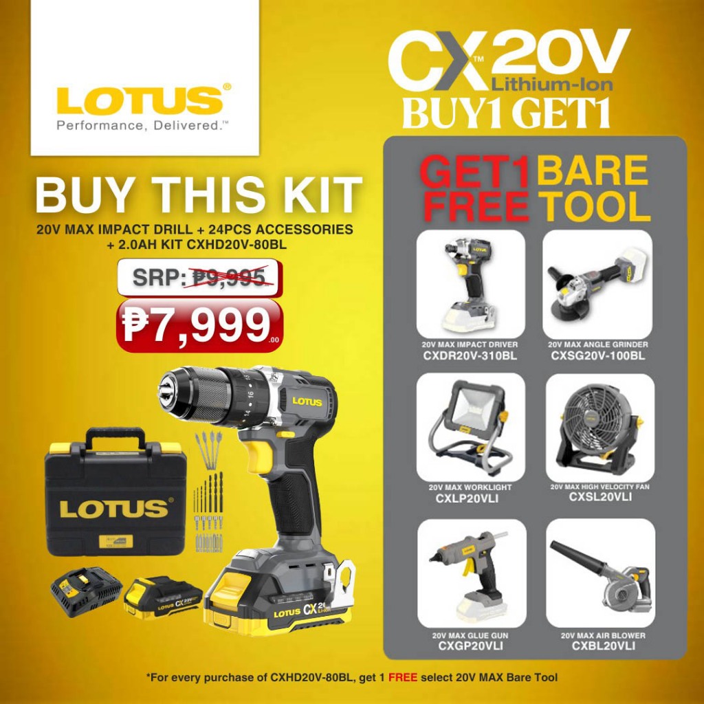 Lotus Impact Drill W/KIT 20V CXHD20V-80BL/2 - with IMPACT DRIVER or ...