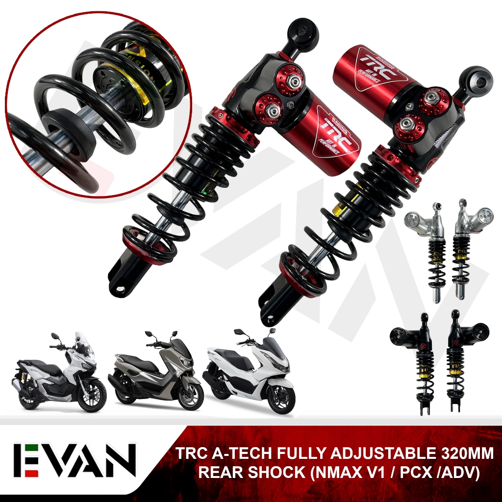 TRC SHOCK AI TECH FULLY ADJUSTABLE REAR 320mm SHOCK SUSPENSION FOR NMAX ...