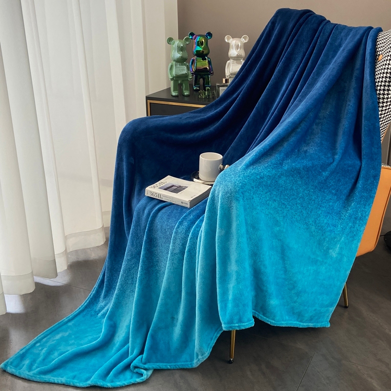 Solid Gradient Blanket Super Soft Kumot Warm Fluffy Plush Microfiber ...