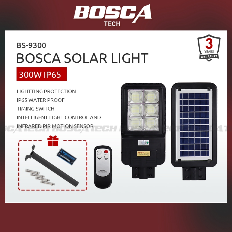 BOSCA Solar Light 9300 Solar Street light 300W IP65 6500K with 8W solar ...
