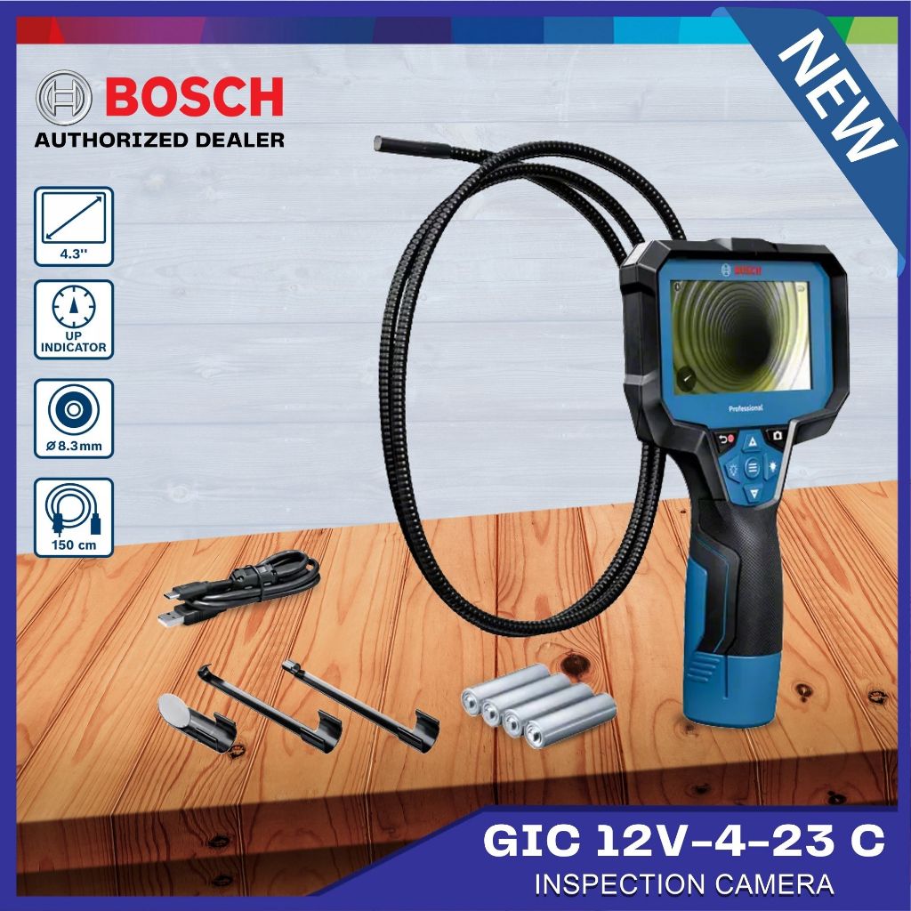 Bosch Endoscope Inspection Camera GIC 4-23 C, 4.3" Display, USB-C Data ...