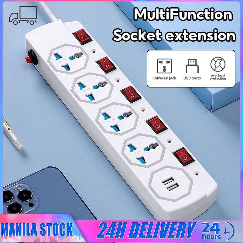 Multifunctional Socket Extension with USB Port Outlets 2500W Universal ...