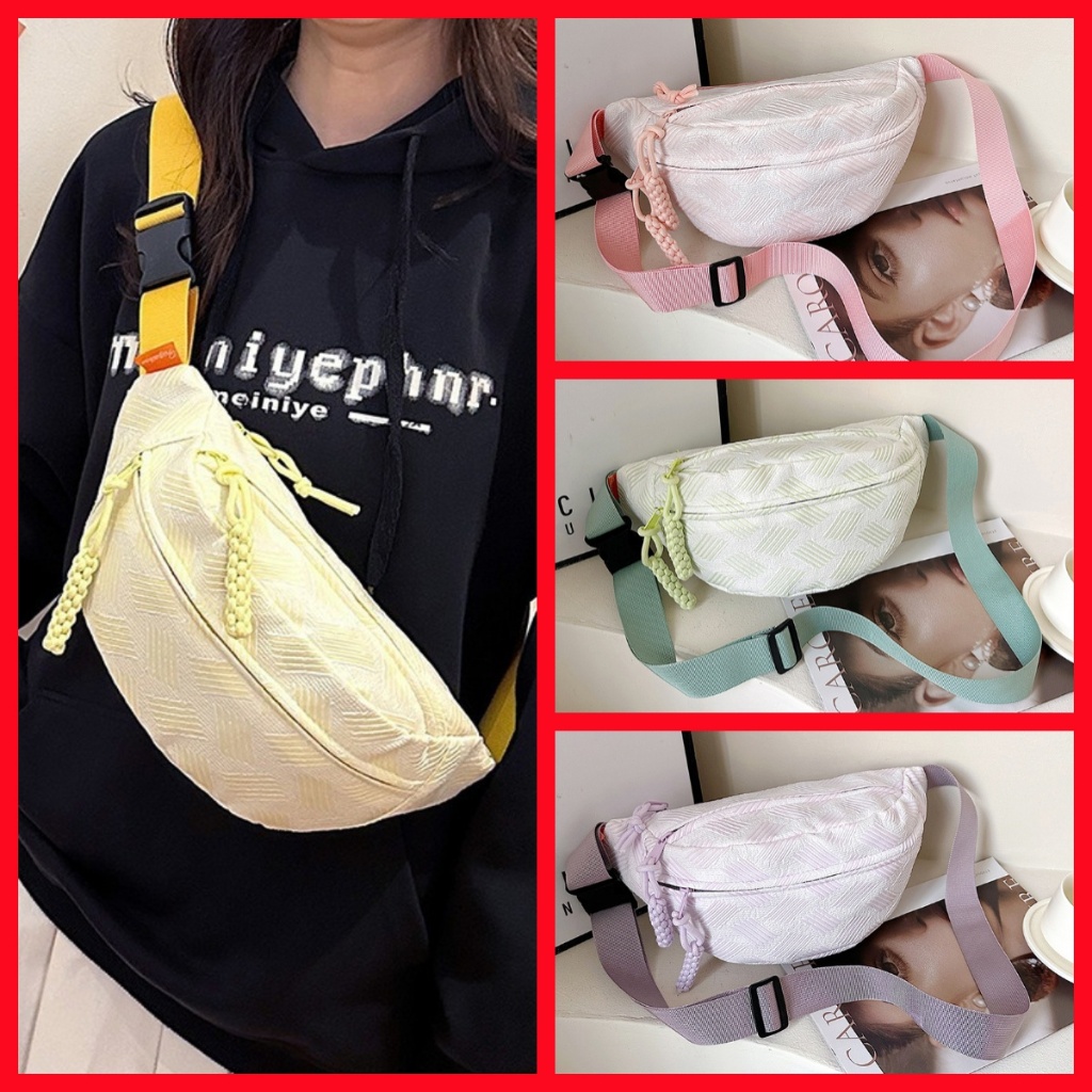 Japanese Simple Harajuku Style Woman Cute Chest Bag Canvas Dumpling ...