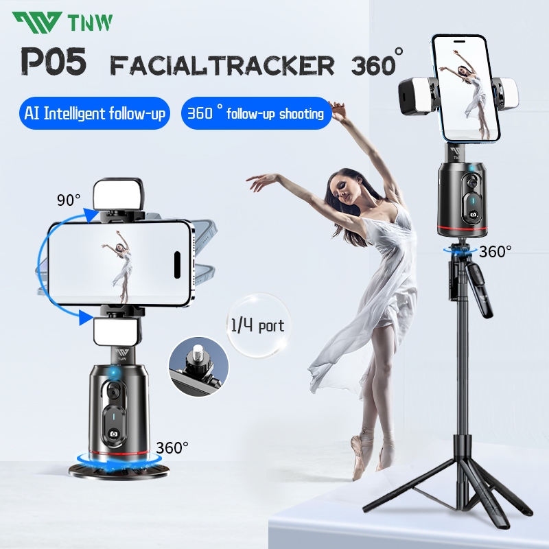 TNW P05 Face Tracking Selfie Stick Intelligent Tracking Tripod 360°Rotation For Live Broadcast ...