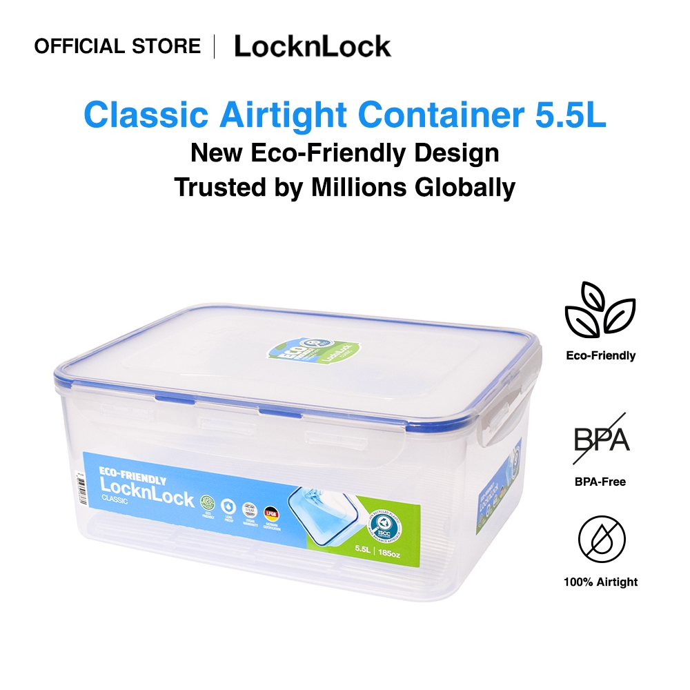 LocknLock Eco-Friendly Classic Airtight Rectangular Food Container 5.5L ...