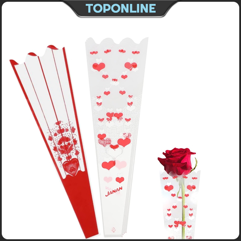 100pcs Floral Wrapper Clear Plastic Rose Flower Wrapping Sleeves ...