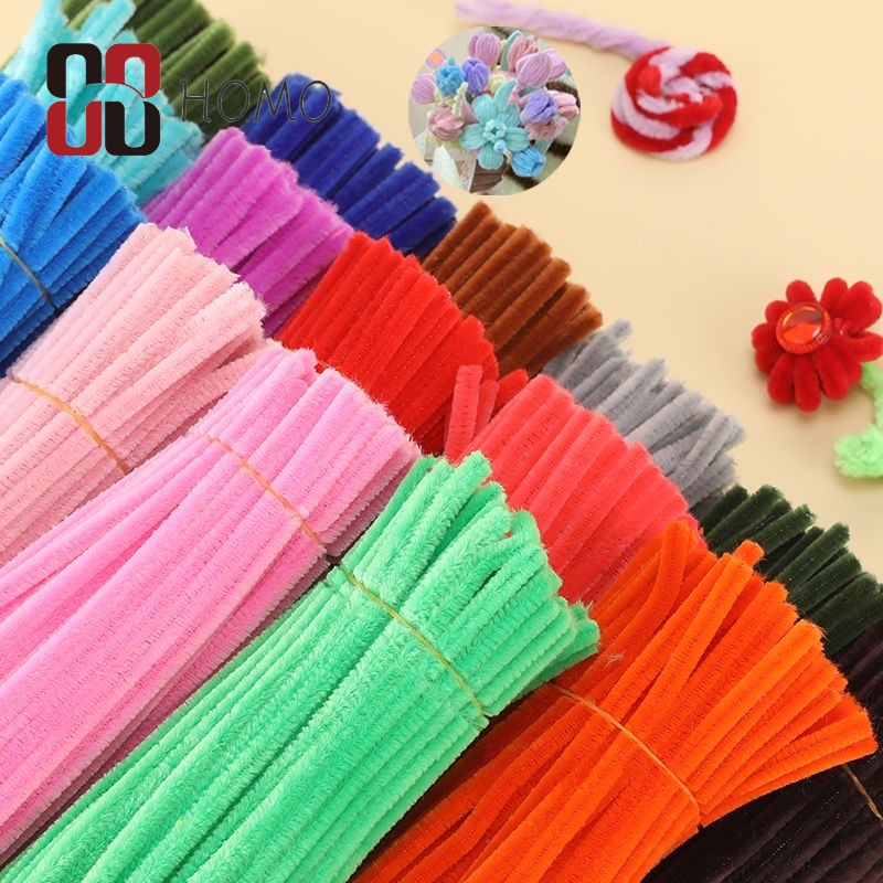 【100PCS 】Colored Chenille Wires | DIY Craft Stems | Pipe Cleaners ...
