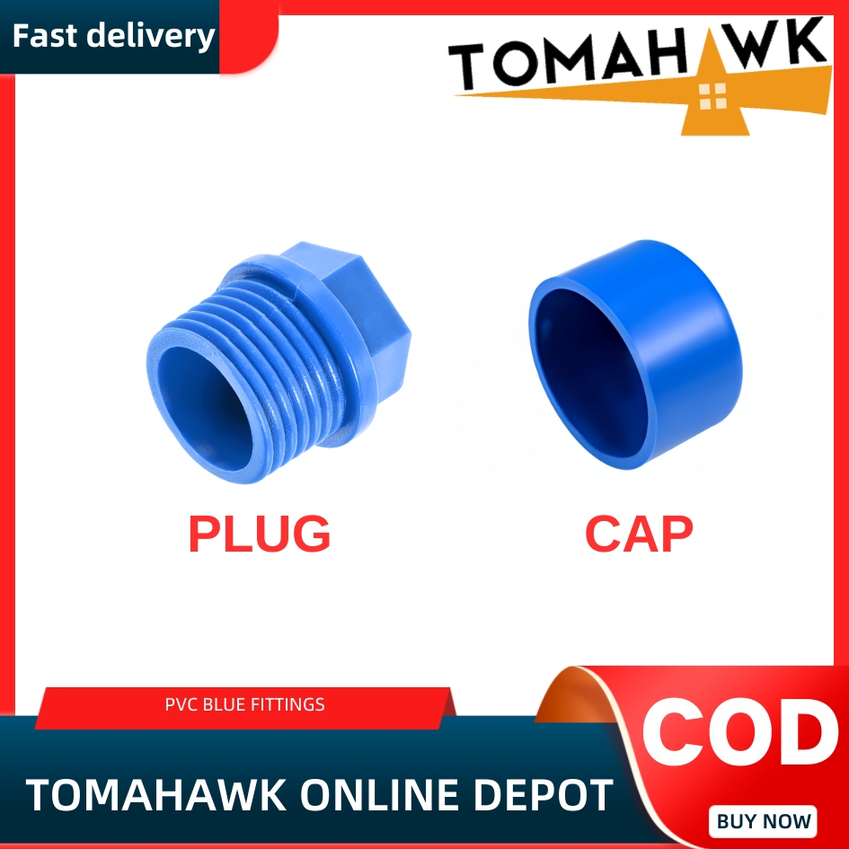 TOMAHAWK PVC FITTINGS BLUE ( PLUG & CAP ) 1/2" , 3/4" , 1"(PER PACK ...