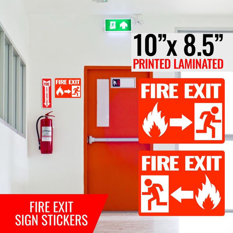 SIGNAGES STICKERS SET ( PUSH PULL, RESTROOM, ENTRANCE EXIT, EMERGENCY ...