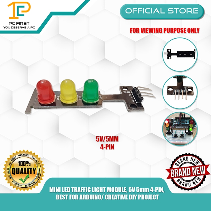 PC FIRST MINI LED TRAFFIC LIGHT MODULE, 5V 5mm 4-PIN, BEST FOR ARDUINO ...