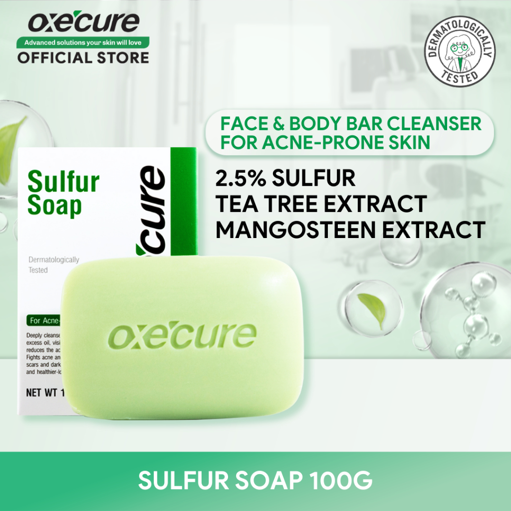 OXECURE Sulfur Soap 100g (Cleanser to fight pimples, white/blackheads ...