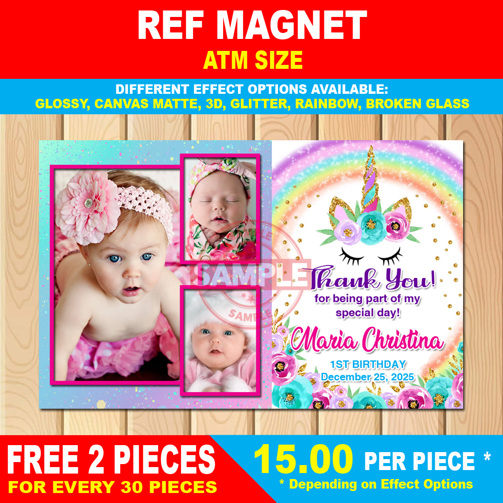 Unicorn Ref Magnet Souvenir for Birthday Christening Baptism Dedication ...
