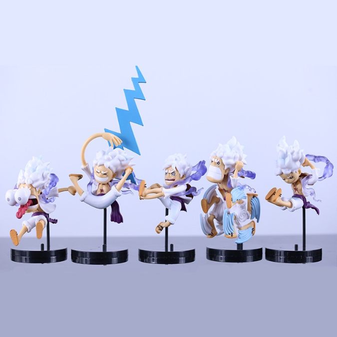 New One Piece Figure Set 5 Pcs Nika Luffy Sun God Action Figure Model ...