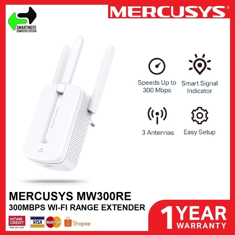 MERCUSYS MW300RE 300MBPS WI-FI RANGE EXTENDER, WPS BUTTON, 2 FIXED ...