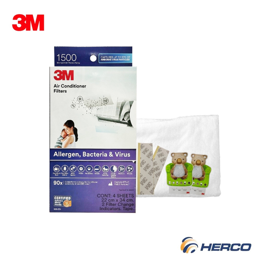 3M Filtrete-Cen Allergen, Bacteria & Virus Air Conditioner Filters 22cm ...