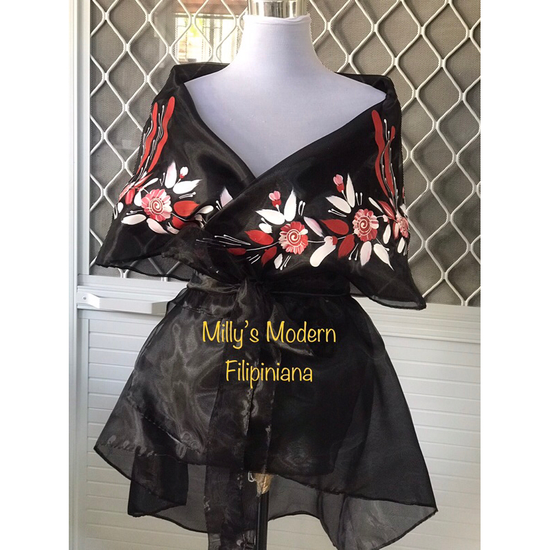 Milly’s Modern Filipiniana Black - Red freesize medium -2xl maria clara ...