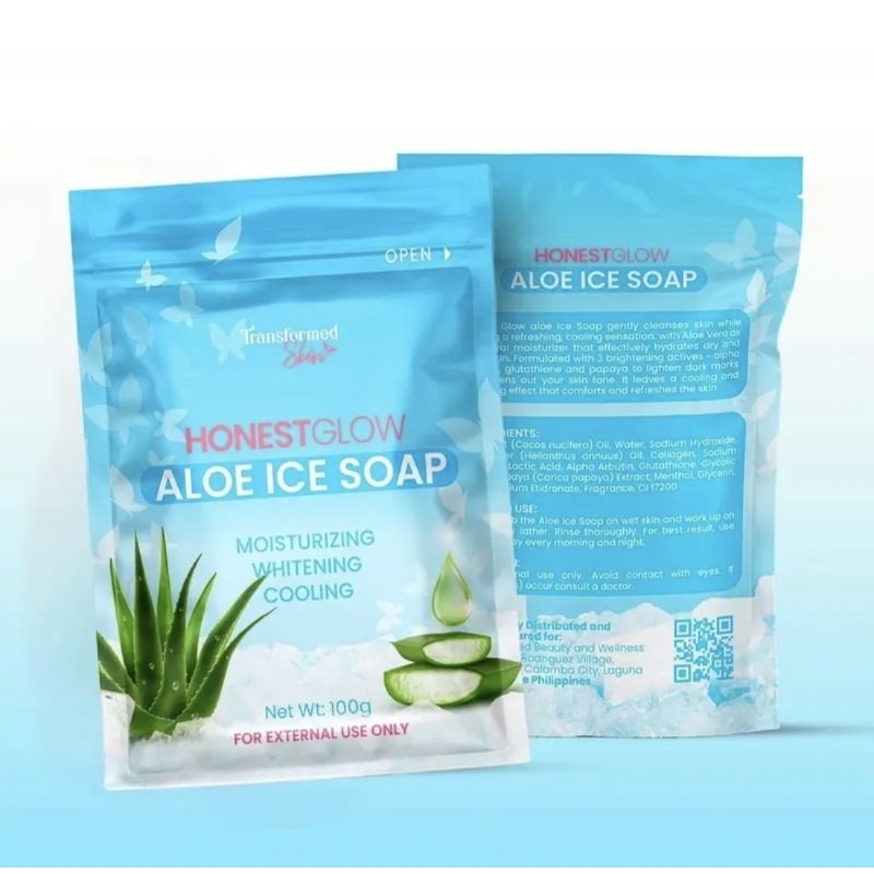 Aloe Ice Soap 100 grams by Honestglow Niacinamide Whitening and Cooling Effect Free Mesh Net ...