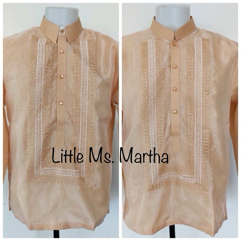 Men's Modern Barong Mocha Geena Lining (Random Burda) | Shopee Philippines