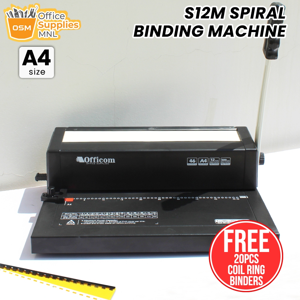 Spiral Binding Machine S12M size A4, 46 Holes Heavy Duty Officom ...