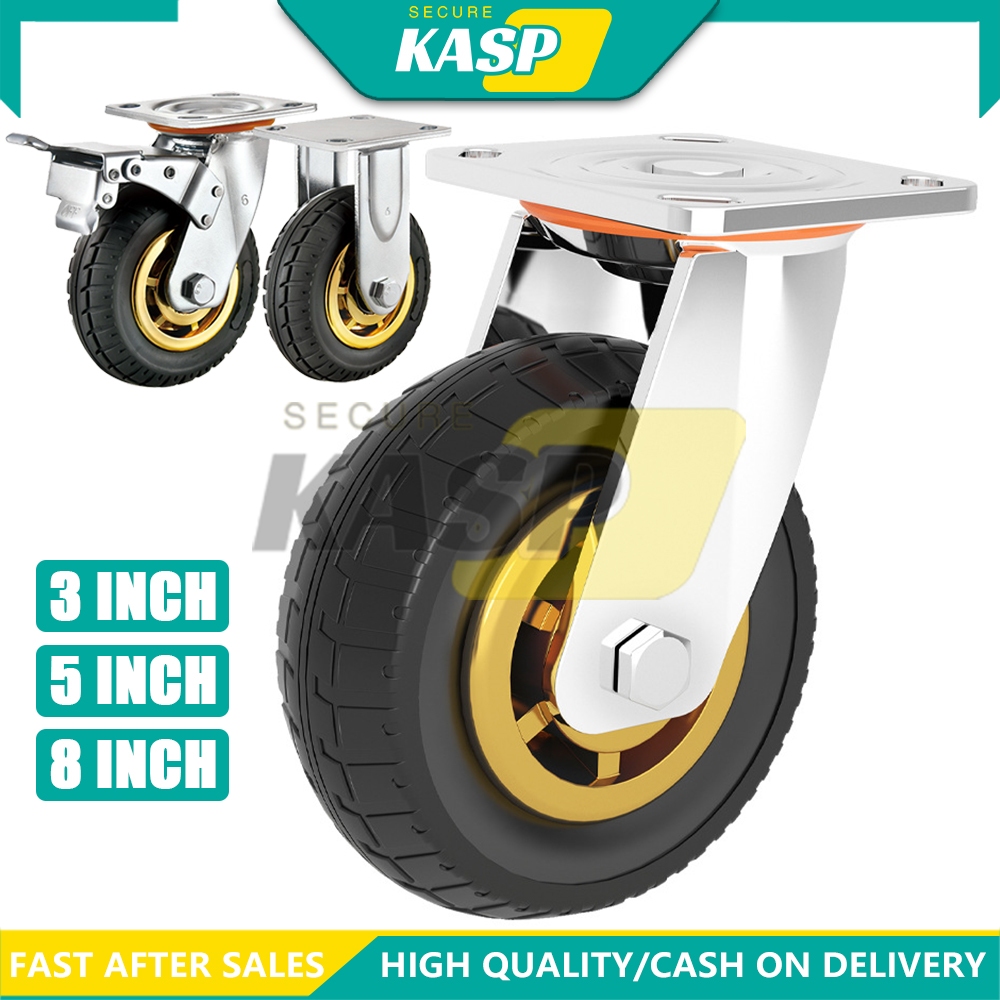 3/5/8 Inches Brake Wheel Heavy Duty Rubber Wheel Swivel Caster Wheel ...
