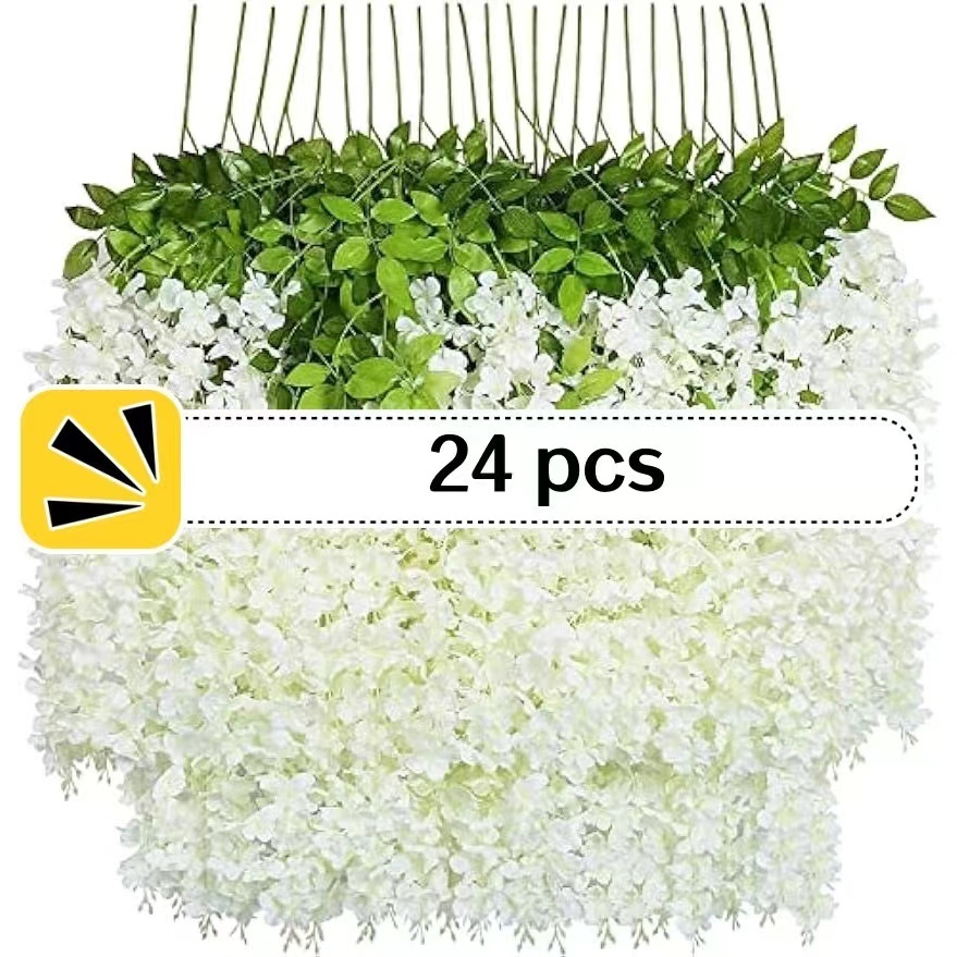 24pcs Artificial Wisteria Vine 3.6 Feet Fake Flowers Rattan Hanging ...