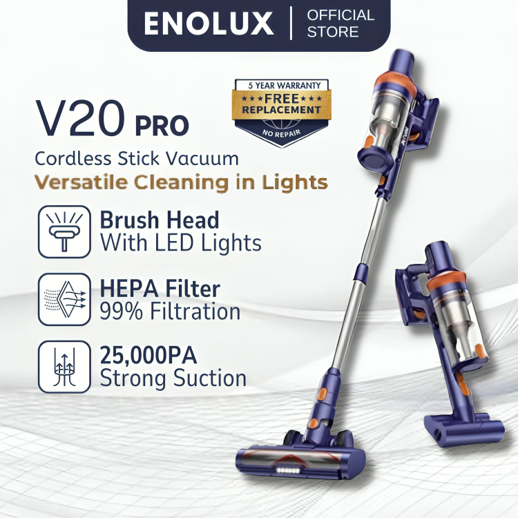 Enolux Vacuum V20 PRO Wireless Cleaner Free Dust Mite Vacuum Cordless ...