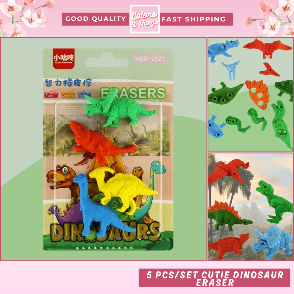 5pcs Cute Dinosaur Shaped Eraser Set Adorable for Kids, Fun ...