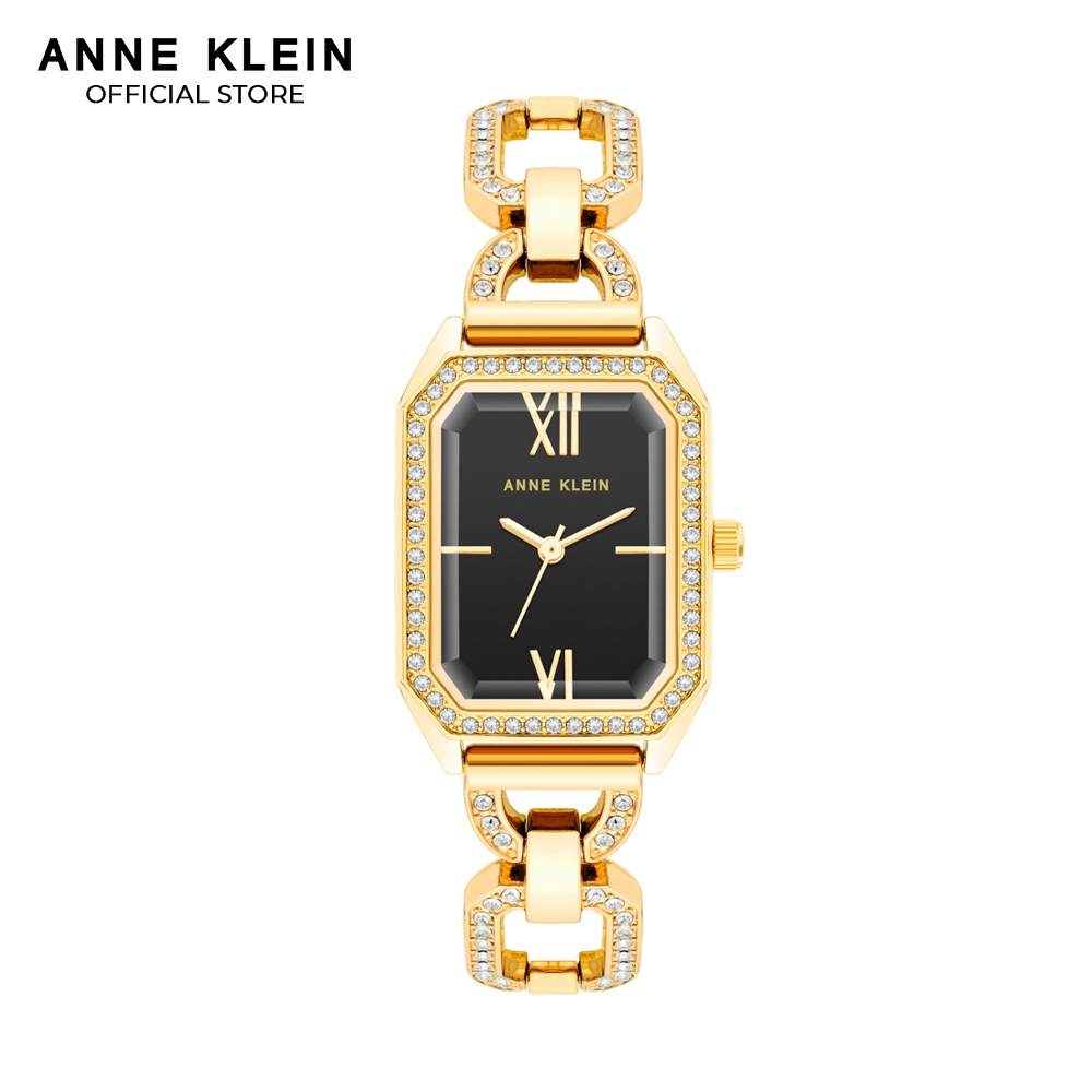 Anne Klein AK4160BKGB0000 Gold Tone Octagon Watch with Black Dial and ...