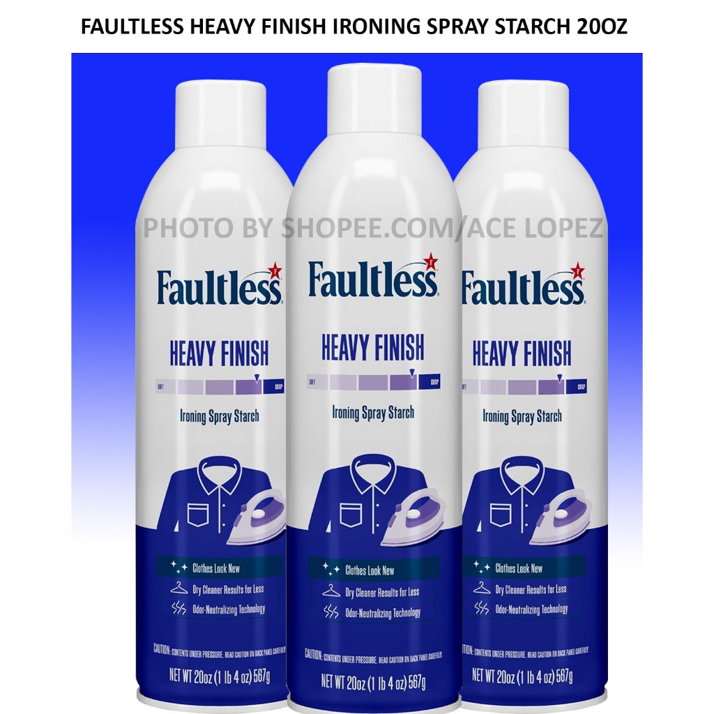 Faultless Heavy Finish Ironing Spray Starch 20oz 567g with Odor ...